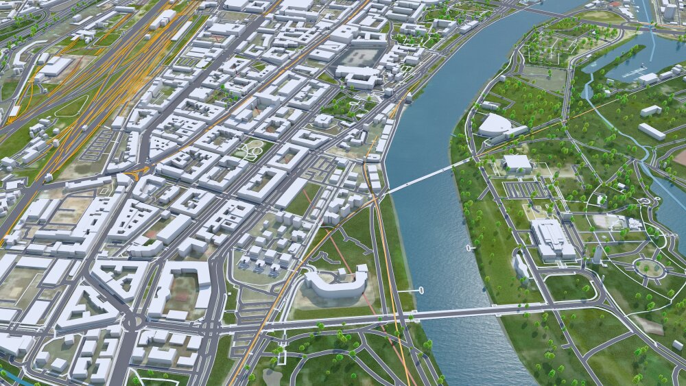 Magdeburg Germany 40km 3D model - Download City on 3DModels.org