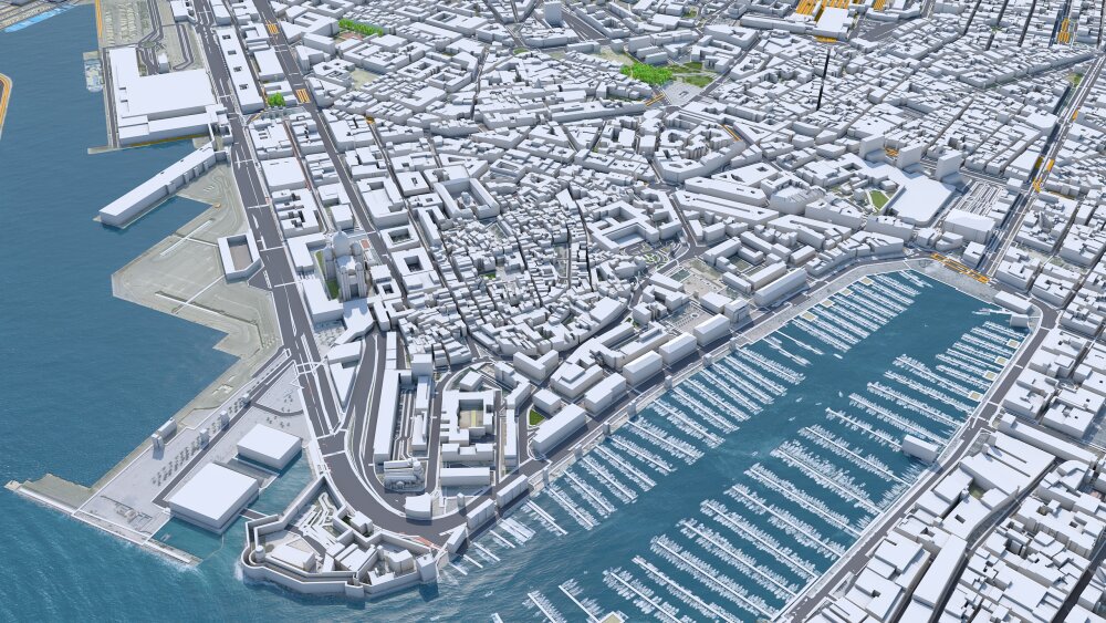 Marseille Downtown France 7km 3D model - Download City on 3DModels.org