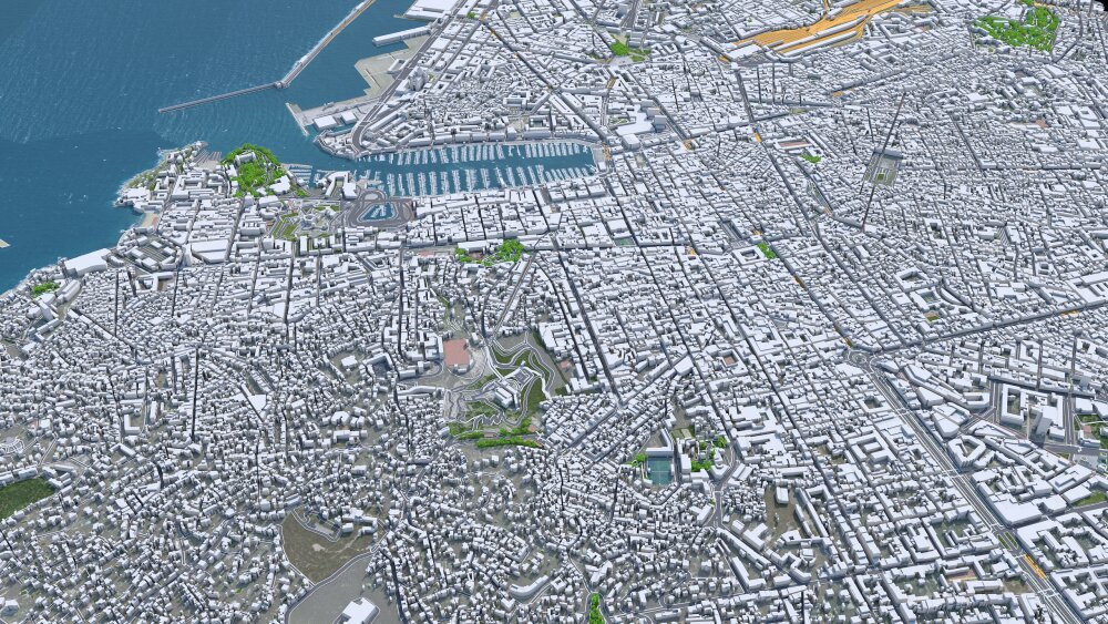 Marseille Downtown France 7km 3D model - Download City on 3DModels.org