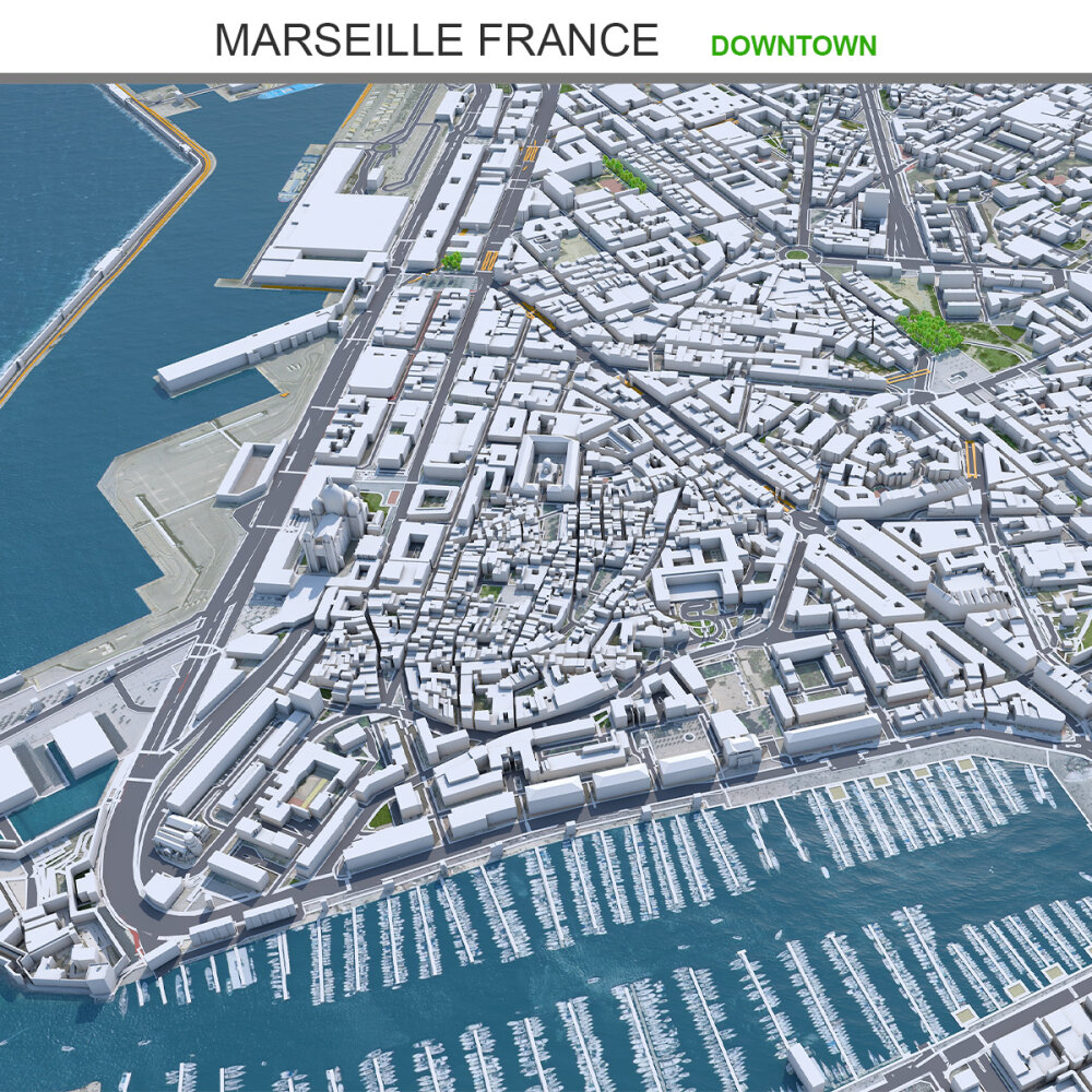Marseille Downtown France 7km 3D model - Download City on 3DModels.org