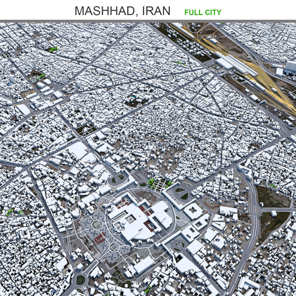 Mashhad City Iran 50km 3D model - Download City on 3DModels.org