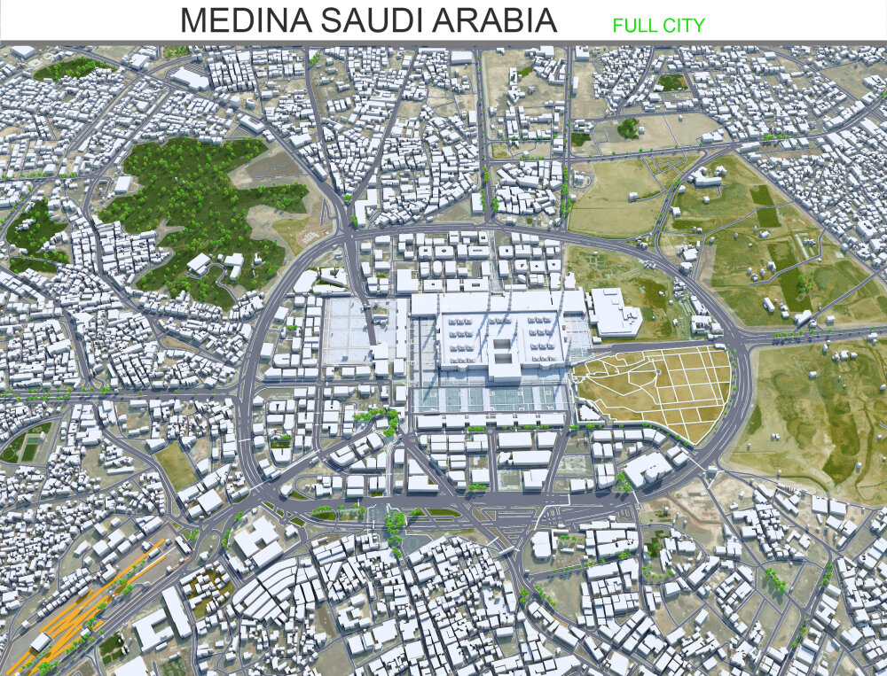 Medina Arabia Saudí 30km Modelo 3D - Descargar Ciudad activado 3DModels.org