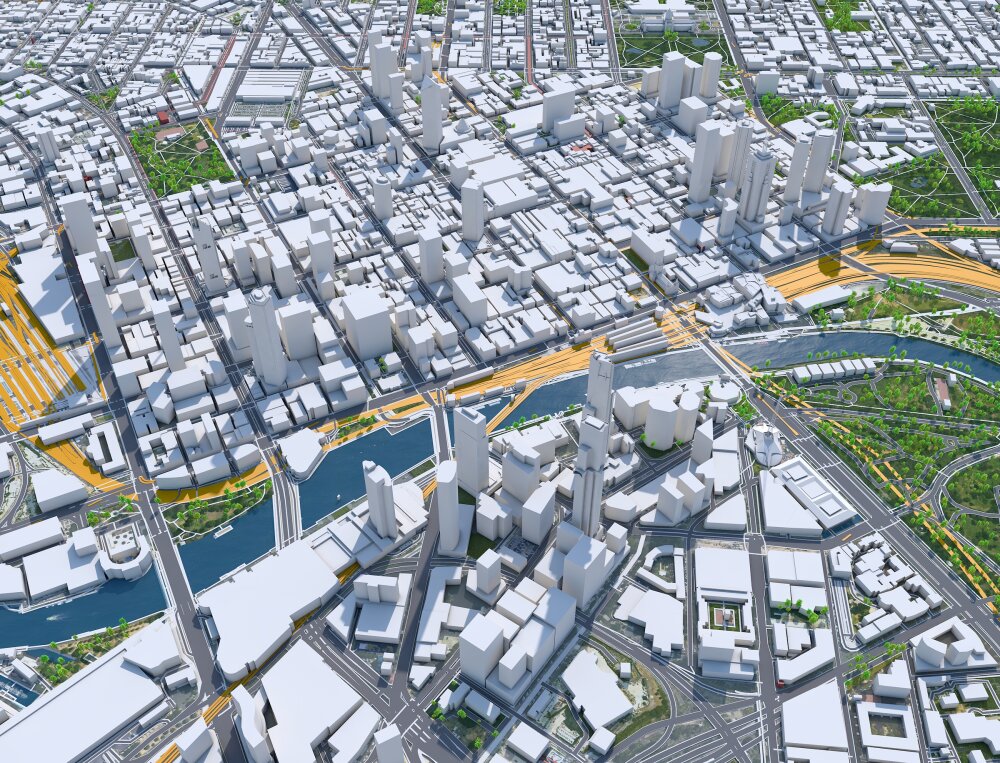 Melbourne Full City Australia 100km 3D model - Download City on ...