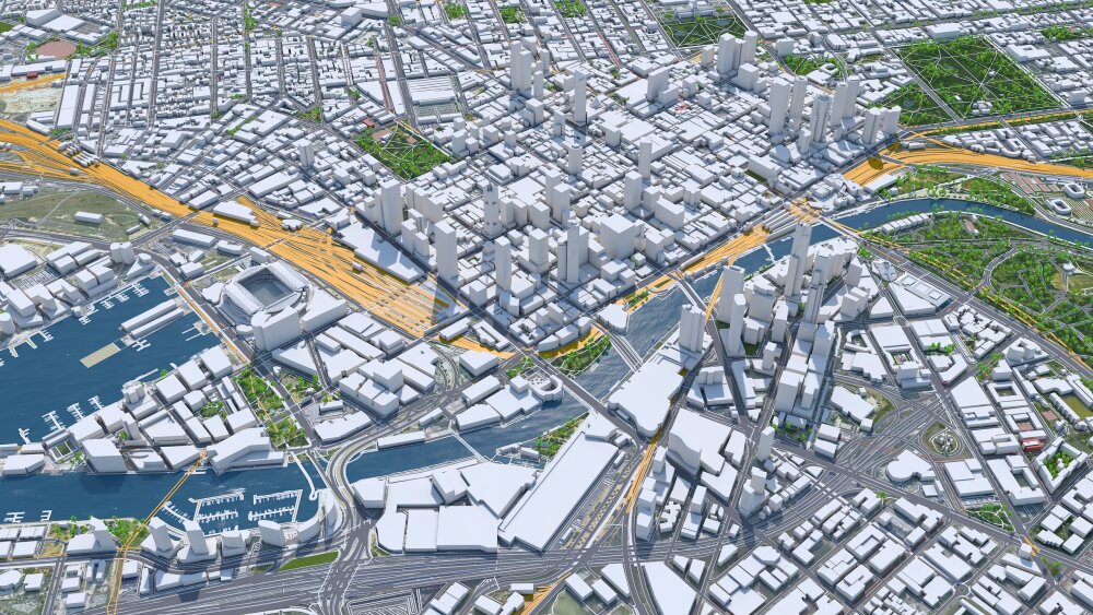 Melbourne Full City Australia 100km 3D model - Download City on ...