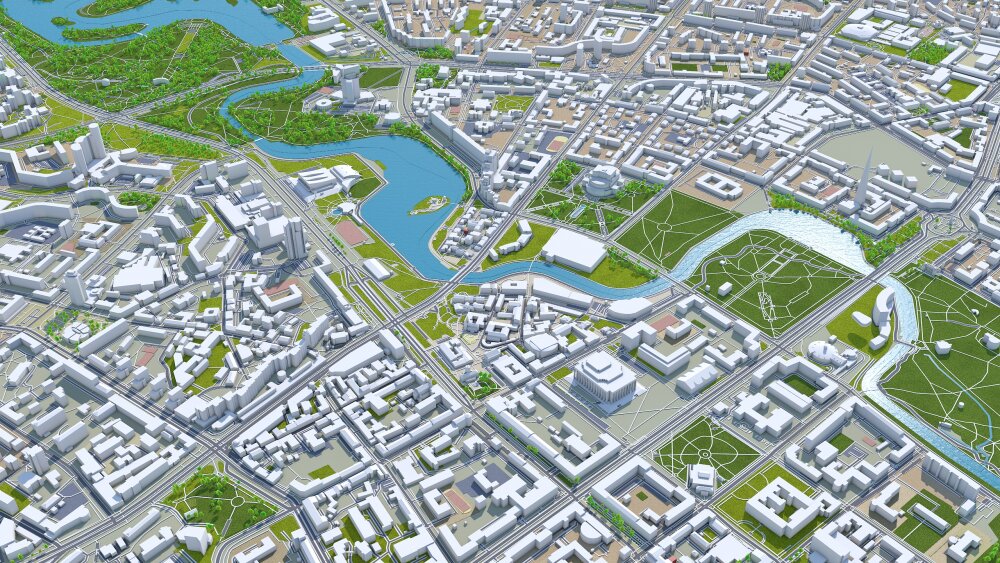 Minsk Belarus 60km 3D model - Download City on 3DModels.org