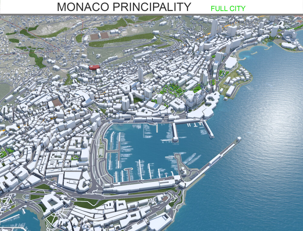 Principado de Mónaco 20km Modelo 3D - Descargar Ciudad activado ...