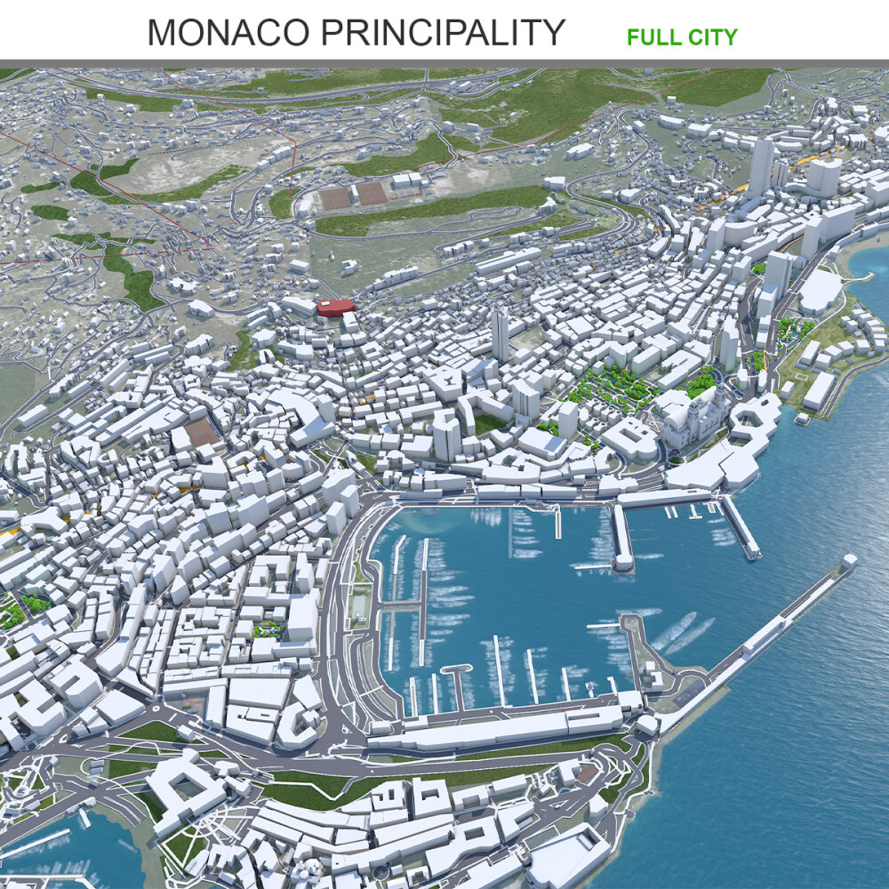 Monaco Principality 20km 3D model - Download City on 3DModels.org