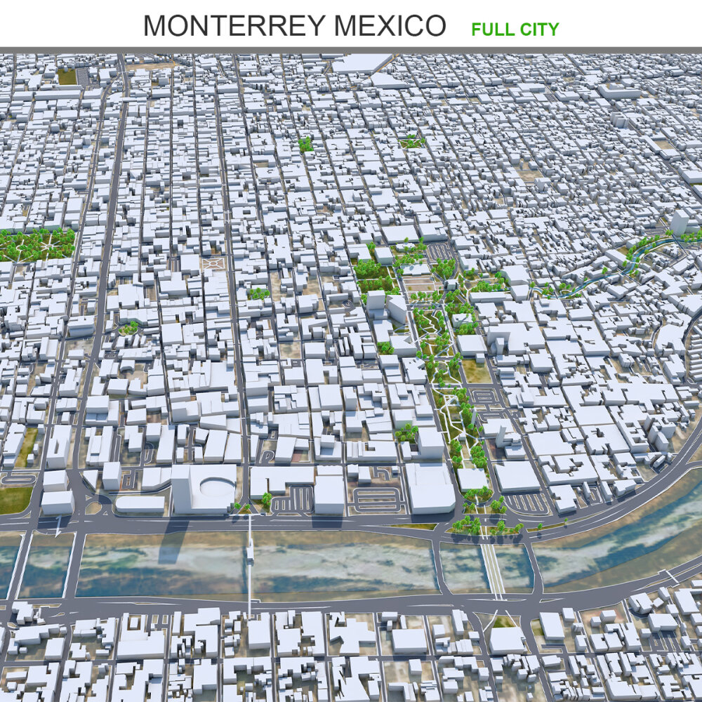 Monterrey México 60km Modelo 3D - Descargar Ciudad on 3DModels.org