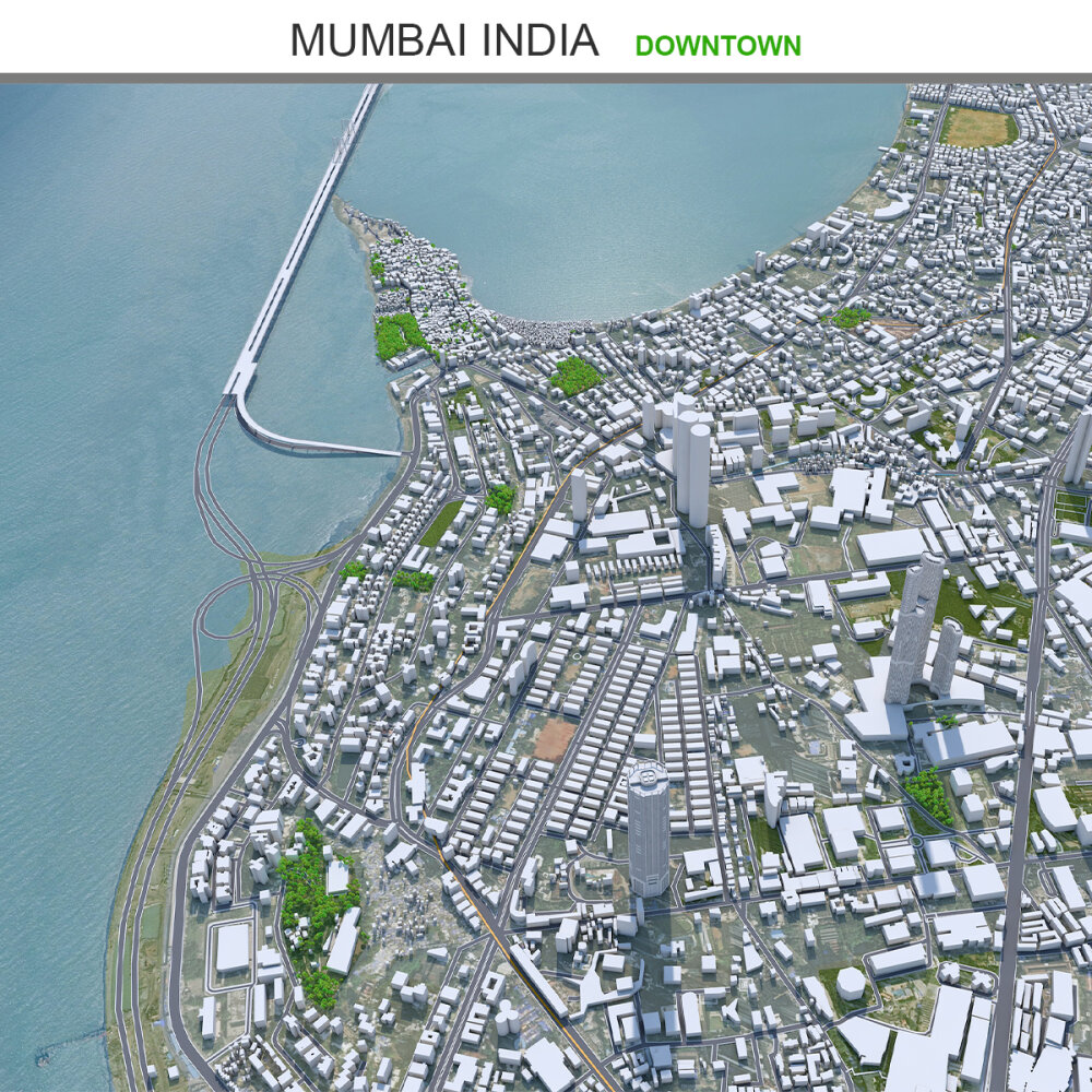 Mumbai Downtown India 8km 3D模型 - 下载 城邦 on 3DModels.org