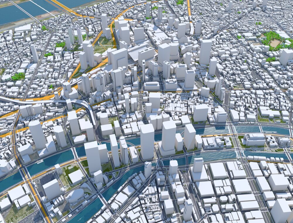 Ciudad de Osaka Japón 100km Modelo 3D - Descargar Ciudad on 3DModels.org