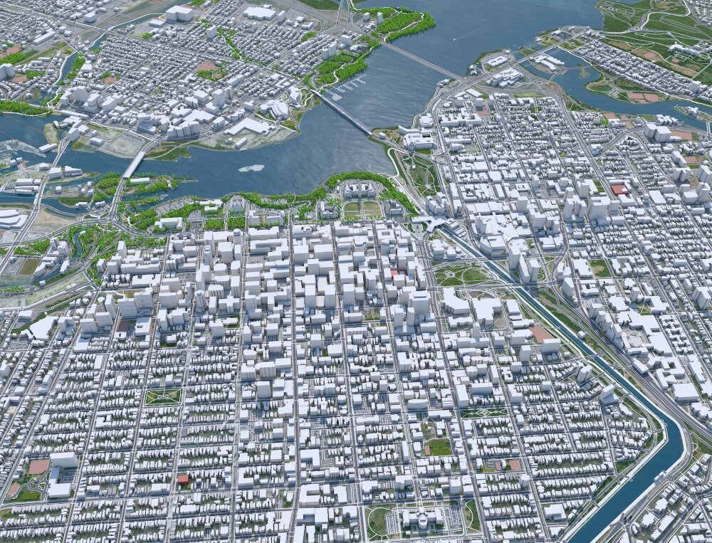 Ottawa Full City Canada 100km 3Dモデル - ダウンロード 大都市 on 3DModels.org