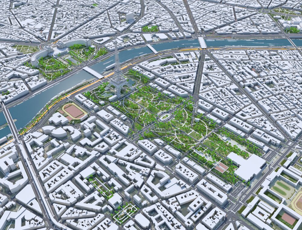 Paris France 30km 3D model - Download City on 3DModels.org