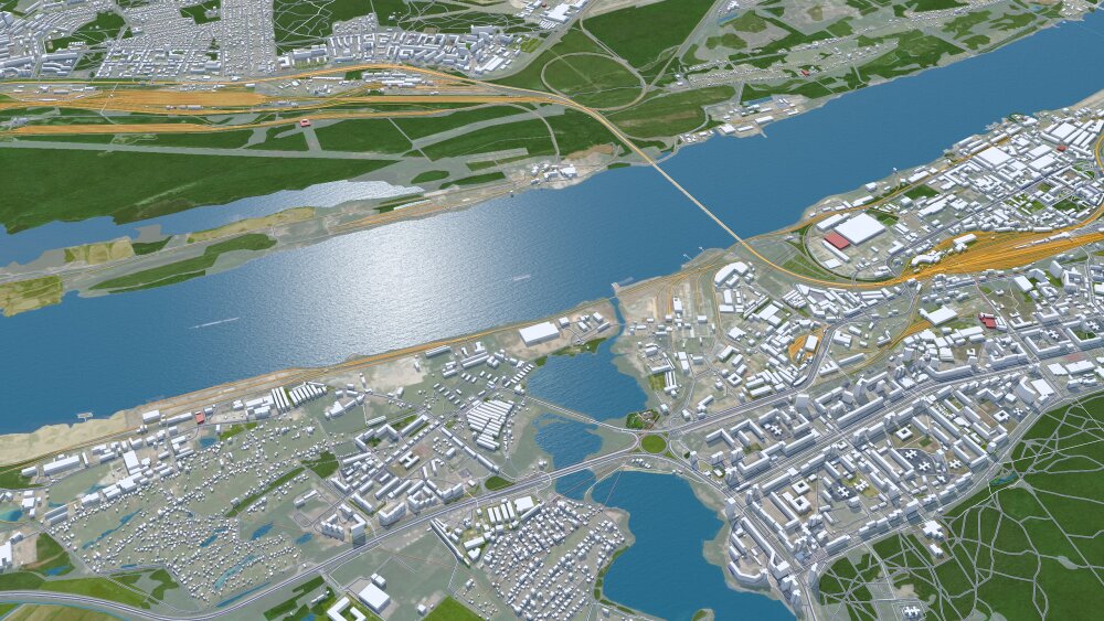 Perm City Russia 100km 3D model - Download City on 3DModels.org
