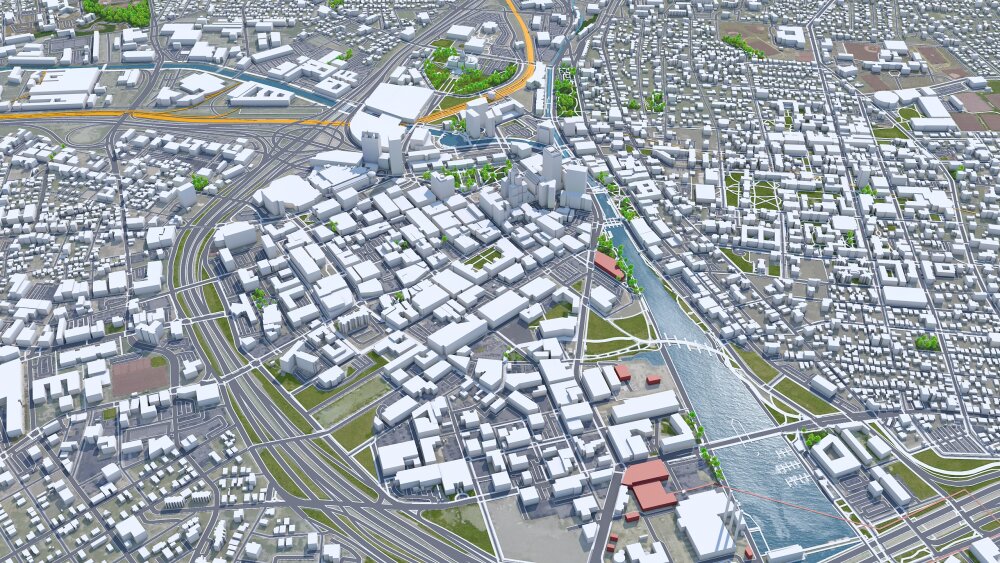 Providence and Pawtucket Rhode Island USA 30km 3D model - Download City ...