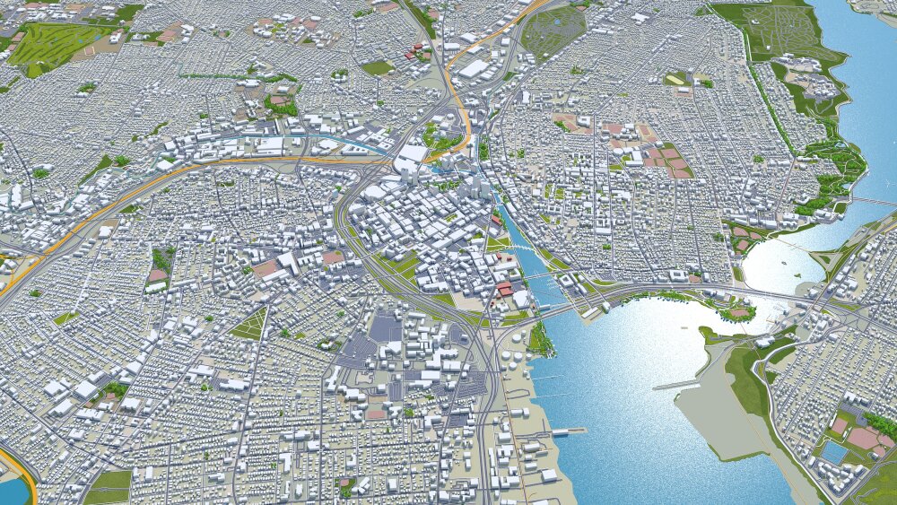 Providence and Pawtucket Rhode Island USA 30km 3D model - Download City ...