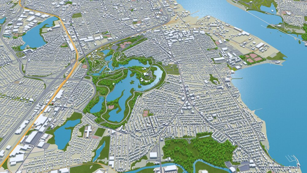 Providence and Pawtucket Rhode Island USA 30km 3D model - Download City ...