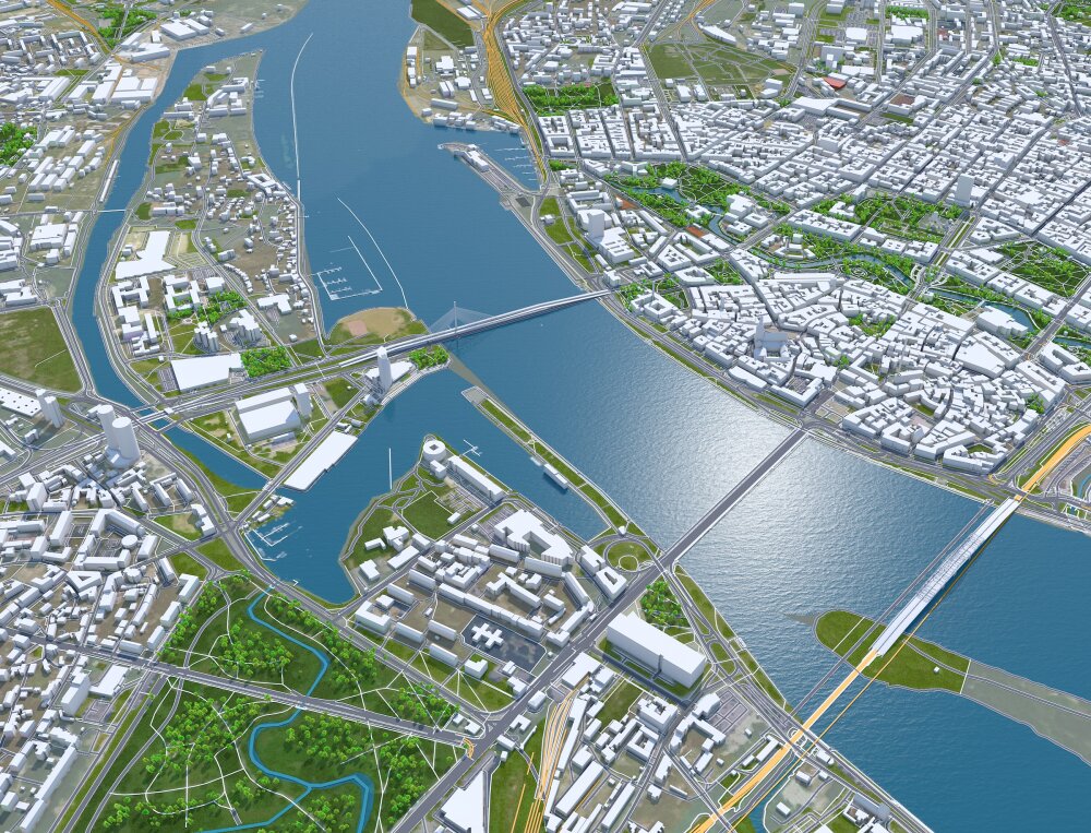 Riga Latvia 50km 3D model - Download City on 3DModels.org