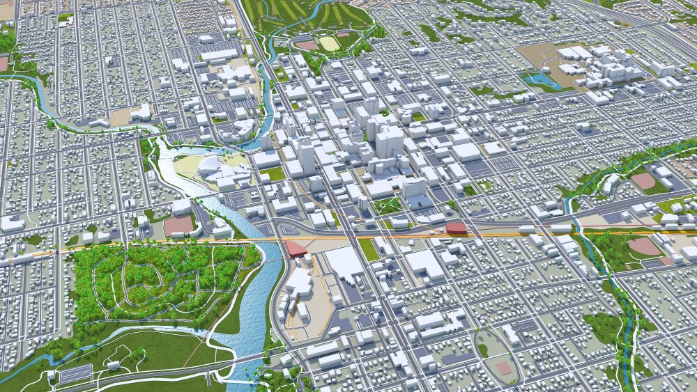 Rochester Minnesota USA 50km 3D model - Download City on 3DModels.org