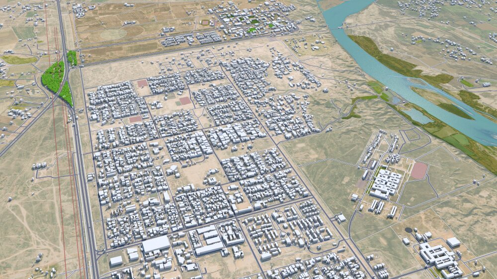 Tikrit City Iraq 30km 3D 모델 - 다운로드 도시 건 on 3DModels.org