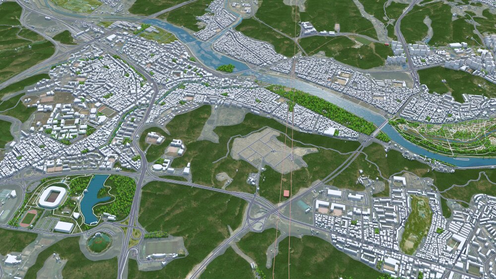 Ulsan South Korea 100km 3D model - Download City on 3DModels.org