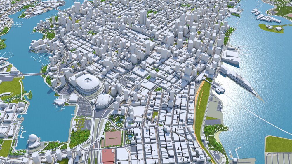 Vancouver Canada Downtown 6km 3D model - Download City on 3DModels.org