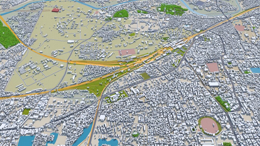 Varanasi Uttar Pradesh India 30km 3D model - Download City on 3DModels.org