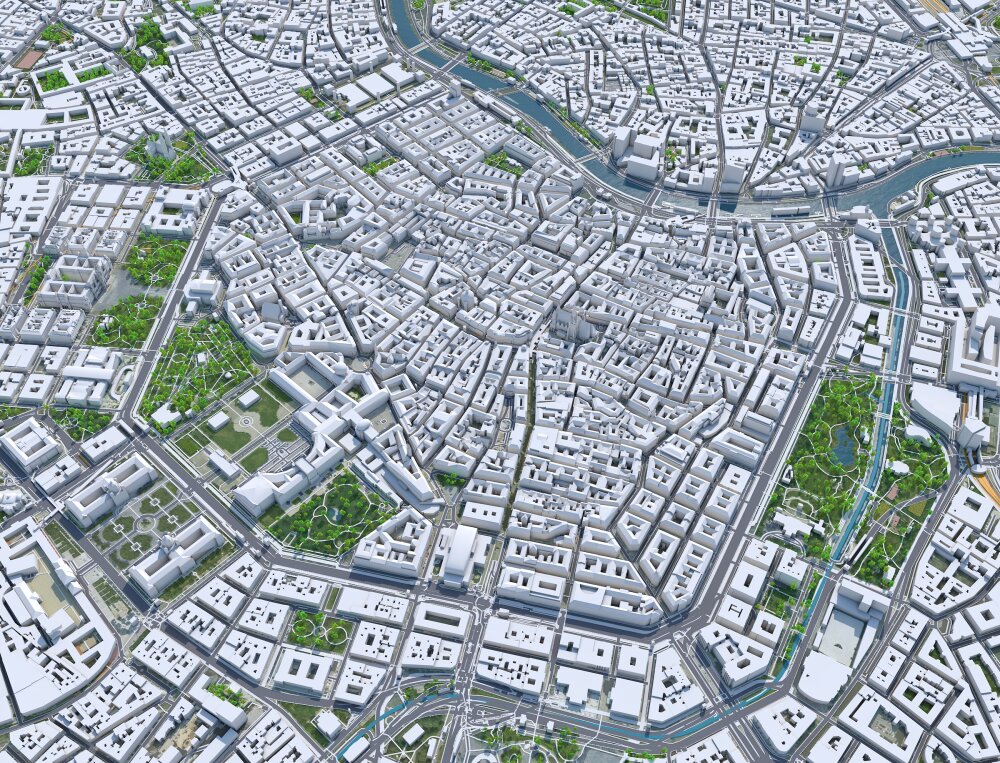 Vienna Austria Downtown 8km 3D model - Download City on 3DModels.org