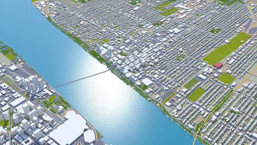 Windsor Ontario Canada 30km 3D model - Download City on 3DModels.org