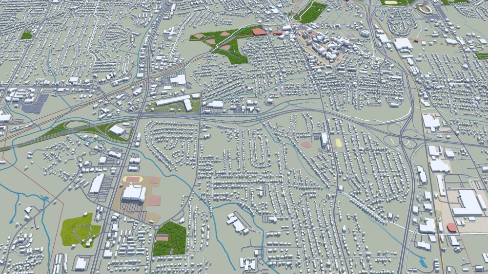 Winston Salem North Carolina Usa Full City 50km 3D model - Download ...