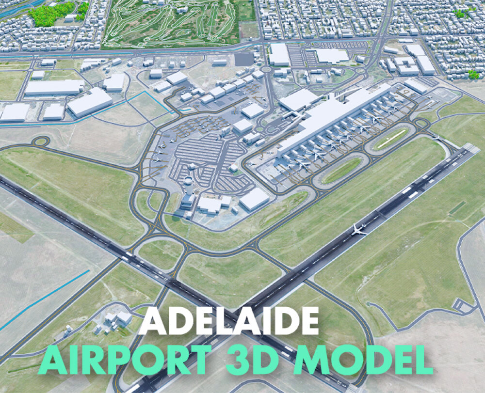 Adelaide Airport 10km 3D model - Download Infrastructure Buildings on ...