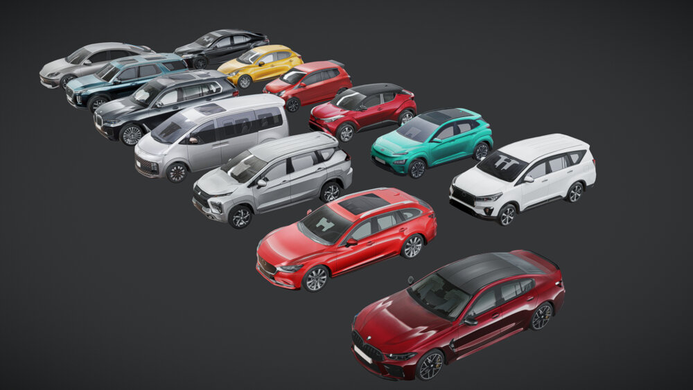 Lowpoly Customizable Car Pack 3D model - Download Generic / No Name on ...
