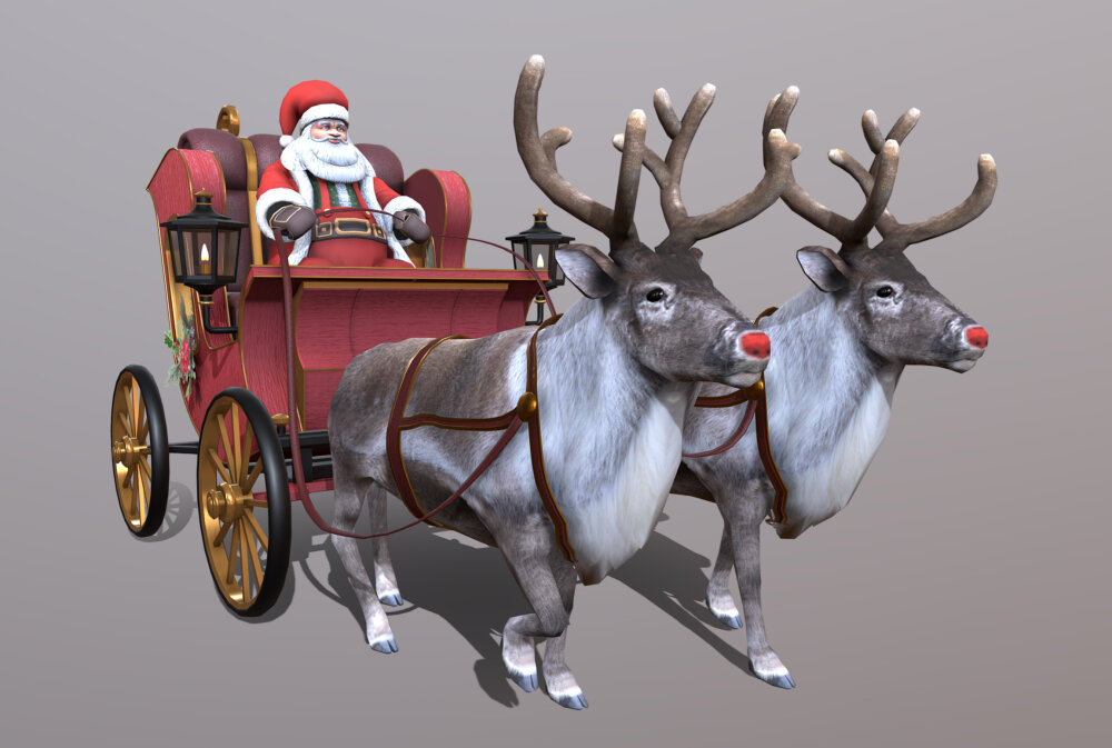 Set de Papa Noel con Renos Lowpoly Modelo 3D - Descargar Personajes de ...
