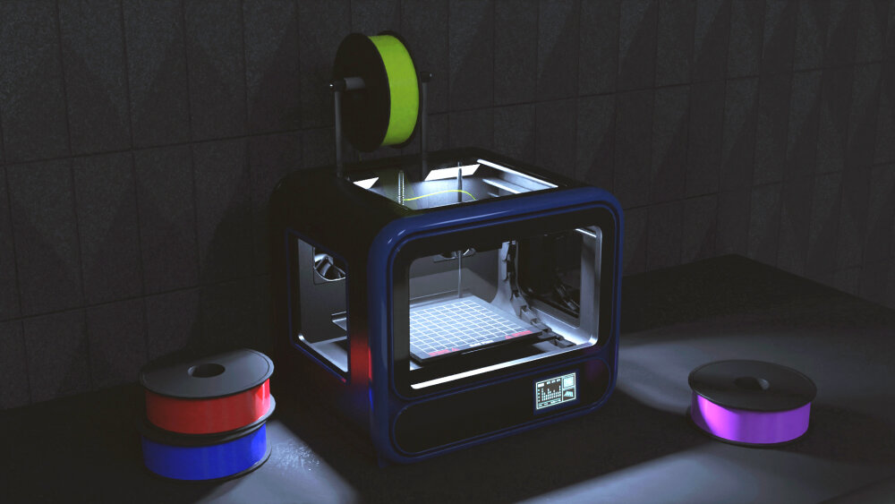 3d Printer with Spool of Filament 3D model - Download Electronic ...