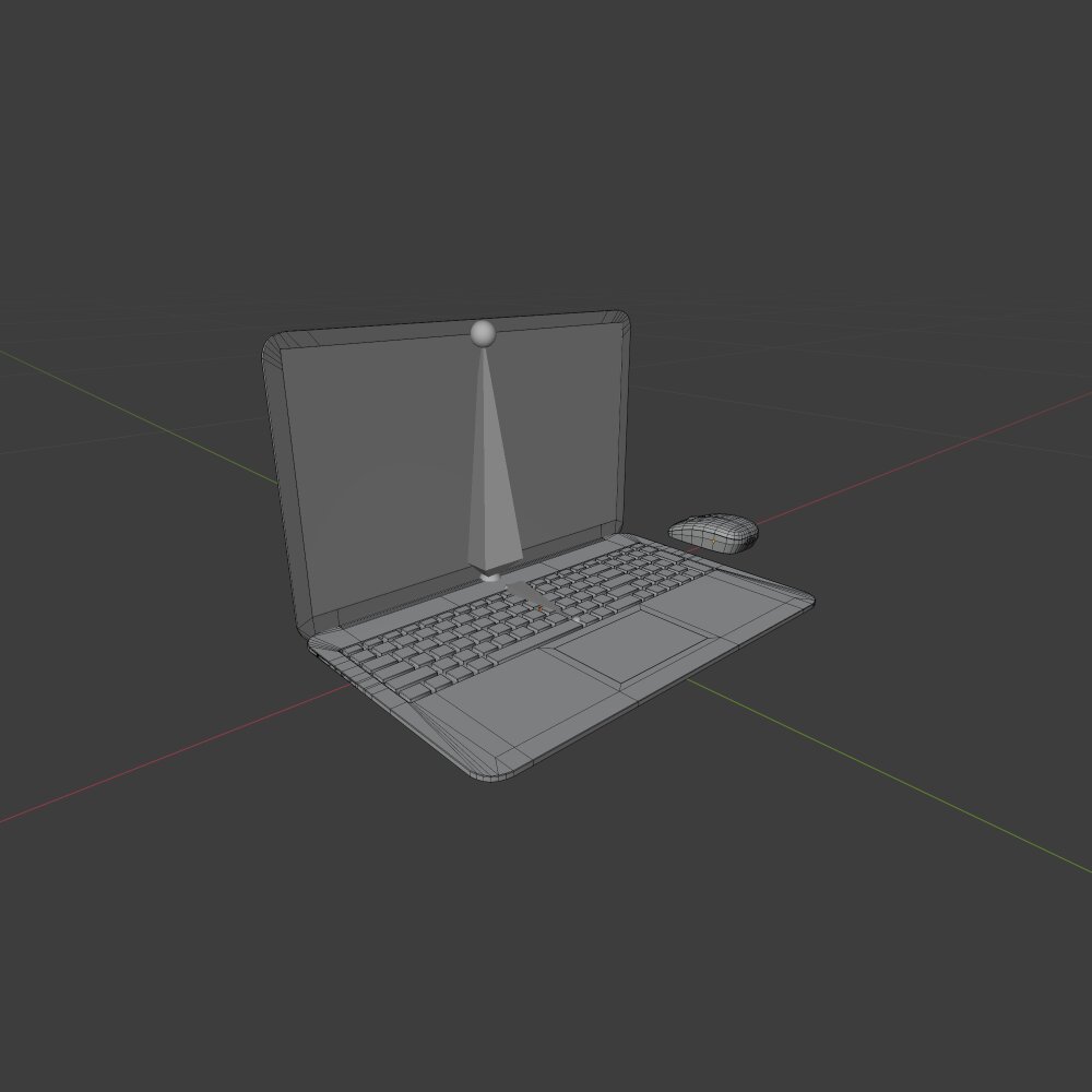Modern Laptop and Wireless Mouse 3D model - Download Laptop on 3DModels.org