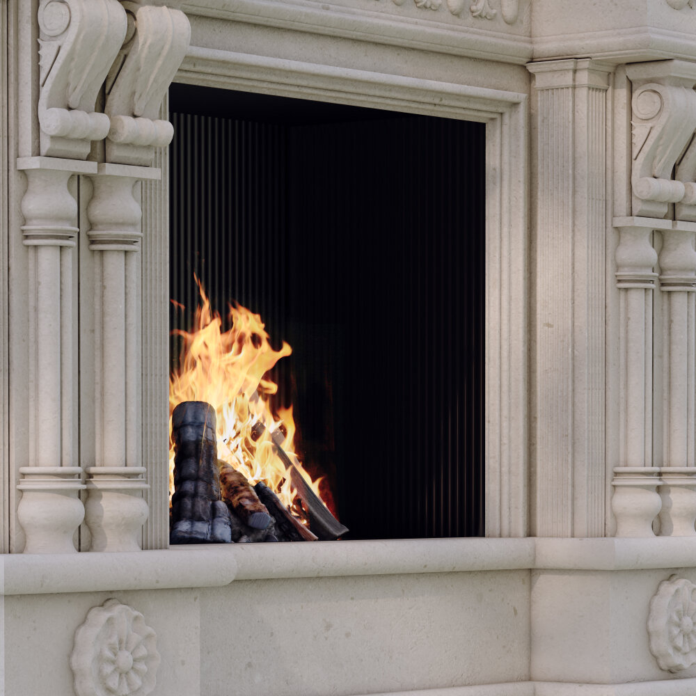 Classic Fireplace Set 3D model - Download Living Room on 3DModels.org