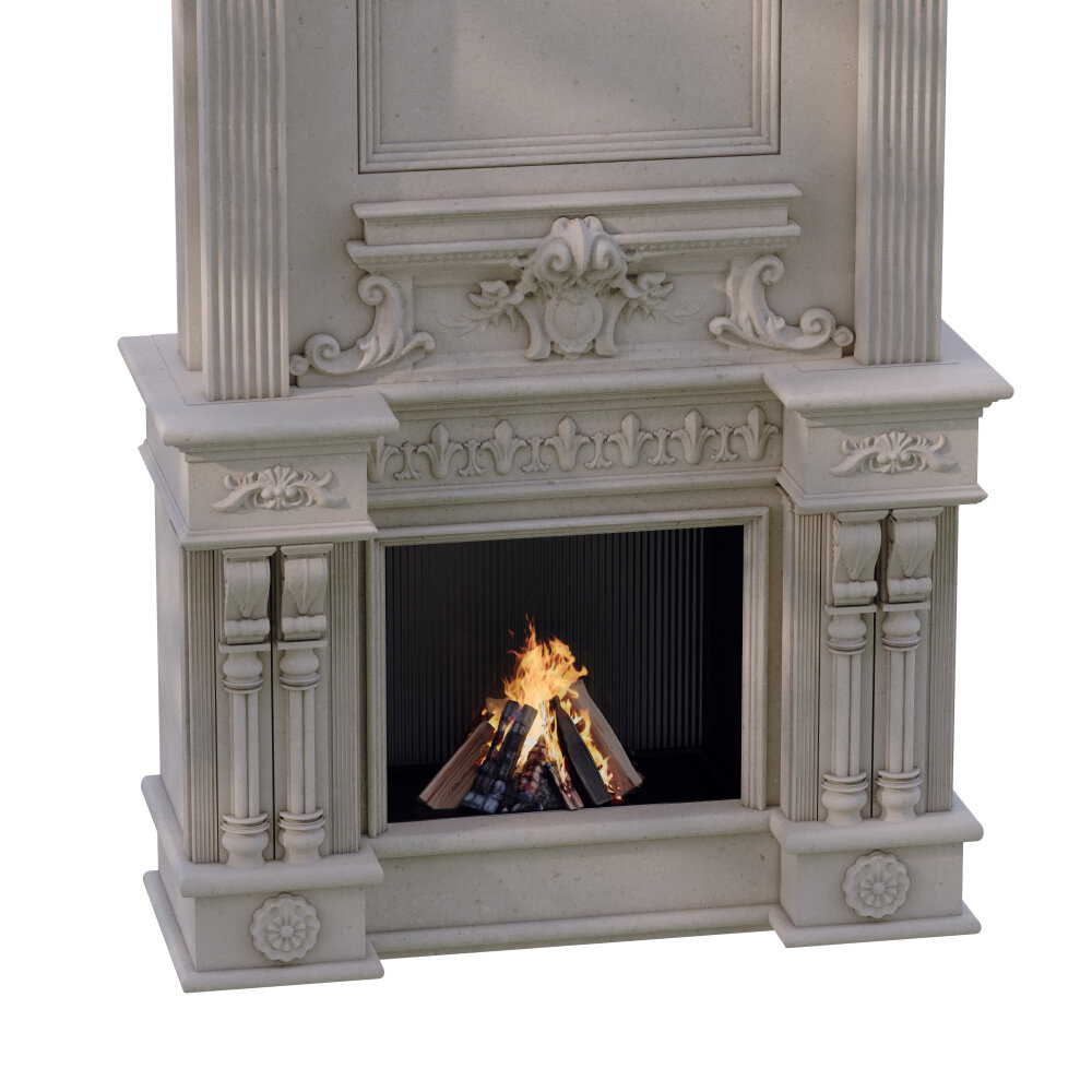 Classic Fireplace Set 3D model - Download Living Room on 3DModels.org
