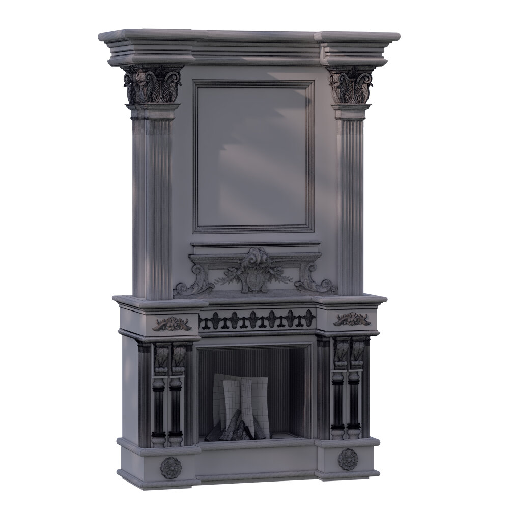 Classic Fireplace Set 3D model - Download Living Room on 3DModels.org