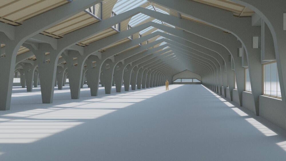 Factory Hall Space with Arched Beams 3D model - Download Infrastructure ...