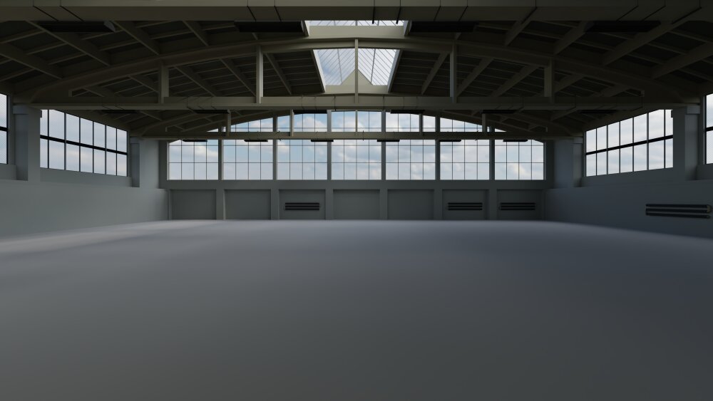 Factory Hall Interior with Skylights and Window Walls 3D model ...