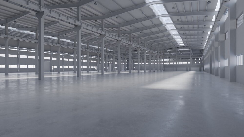 Factory Hall Interior with Skylight Roofing 3D model - Download ...
