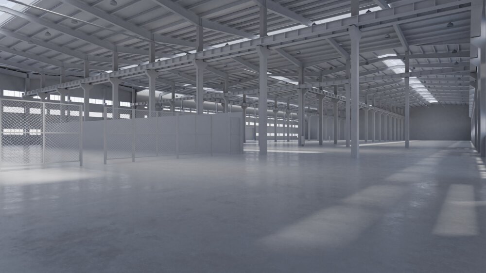 Factory Hall Interior with Skylight Roofing 3D model - Download ...