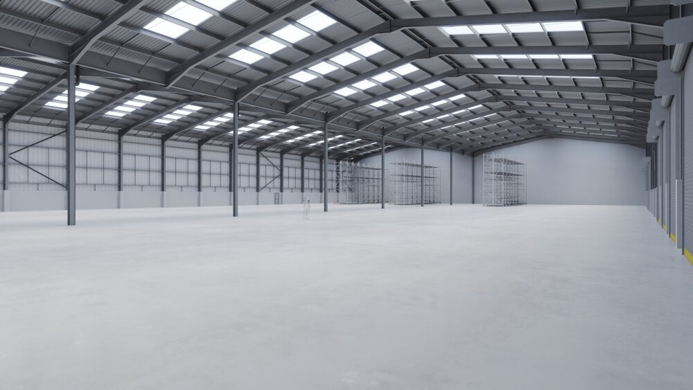 Warehouse Interior with Skylight Panels and Loading Docks 3D model ...